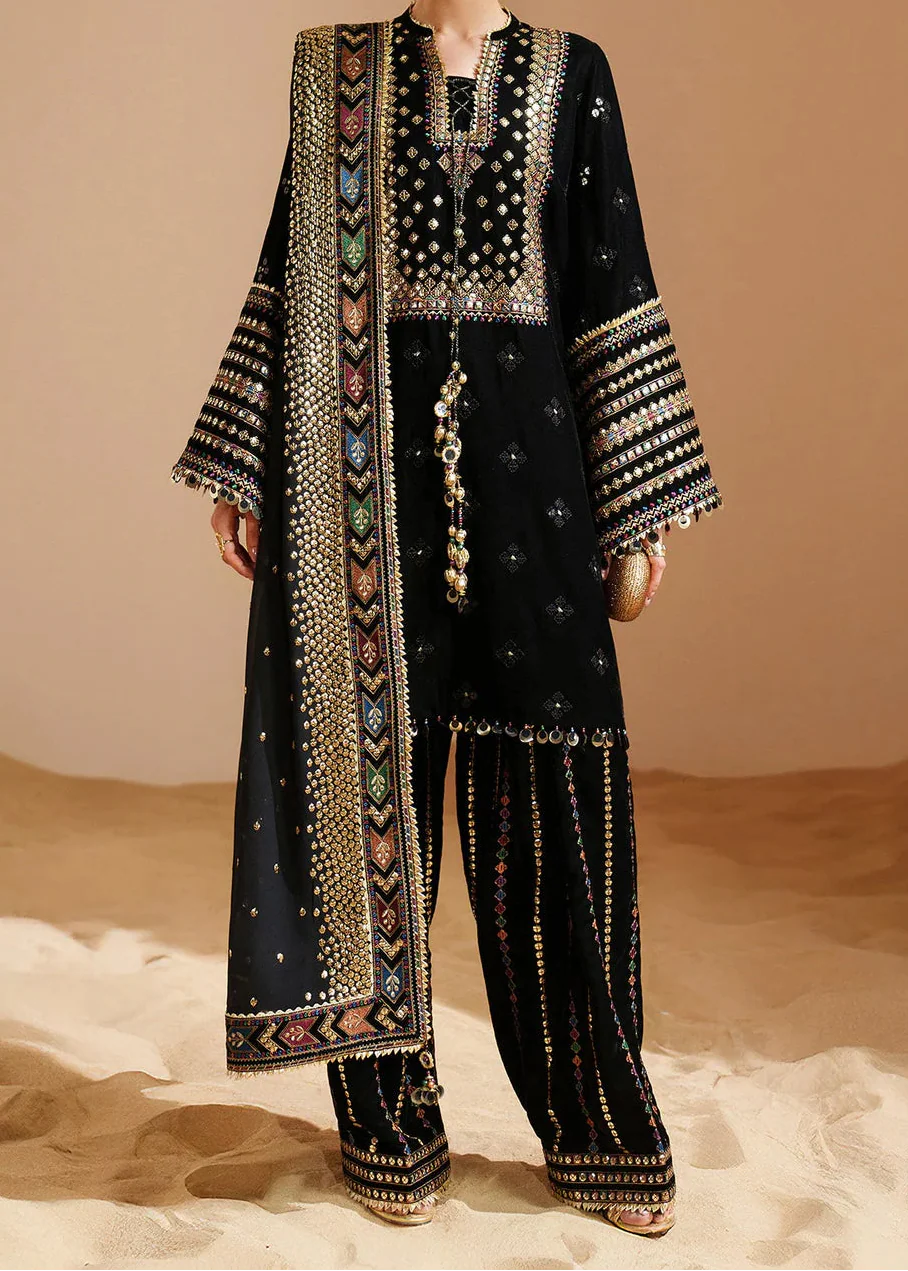 Grace W993-Embroidered Sequence 3pc Velvet Dress With Embroidered Sequ ...